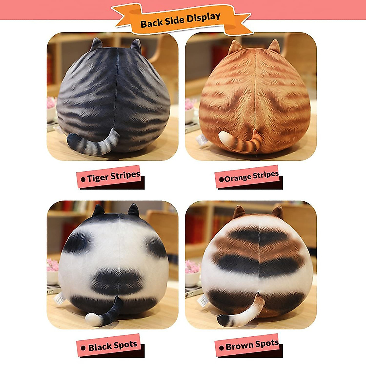 ARELUX 19.6In High Chubby Cat Plush Pillow, Cute Fat Kitty Cat Stuffed Animal Soft Kitten Adorable Hugging Pillow Anime Plushies,Funny Toy Birthday for Adults Friends