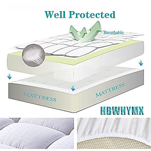 Queen Size Mattress Topper Pillow Top Mattress Protector Quilted Fitted Mattress Pad 8-21" Deep Pocket Cooling Mattress Cover Easy Installation and Care Fitted Sheets (White, 60x80 Inches, Queen)
