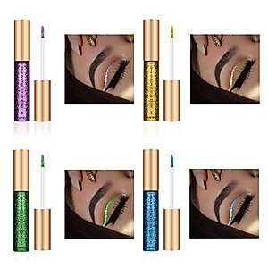 Ownest 10 Colors Liquid Glitter Eyeliner, Metallic Shimmer Glitter Eyeshadow, Long Lasting Waterproof Shimmer Sparkling Eyeliner Eye Shadow-10pcs