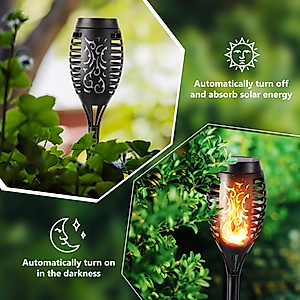 Toodour Solar Torch Flame Lights, 12 Pack Solar Lights Outdoor with Flickering Flame, Waterproof Solar Pathway Lights Landscape Decoration Lighting for Garden, Lawn, Yard, Outdoor Decorations
