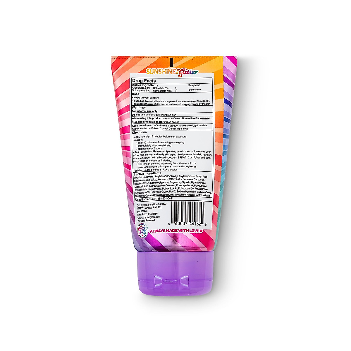 Seastar Sparkle - Rainbow Party Cake Scented Glitter Sunscreen - SPF 50 - Biodegradable Sunscreen, Kids, Water Resistant, Glitter lotion, Cruelty Free, Kids Lotion, Made in USA, 3.4oz