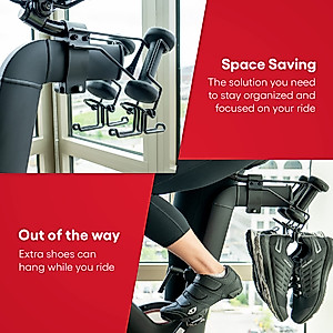 Metal Shoe Rack for Peloton Bike, Does NOT Fit Bike+, Holds 2 Pairs of Peloton Shoes, Space-Saving Shoe Hanger and Shoe Holder, Perfect Accessories for the Original Peloton Bike Rides (2-pack)