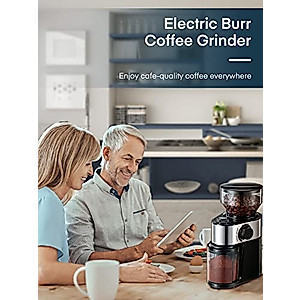 Electric Burr Coffee Grinder, FOHERE Coffee Bean Grinder with 18 Precise Grind Settings, 2-14 Cup for Drip, Percolator, French Press, Espresso and Turkish Electric Coffee Makers, Black