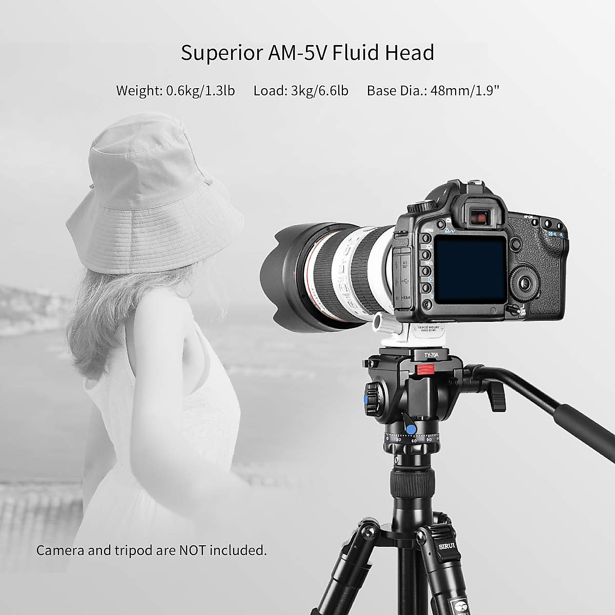 SIRUI Fluid Video Head AM-5V, Lightweight Tripod Head with Quick Release Plate for Video Camera