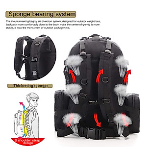 WintMing Military Tactical Backpack 45+10L Army 3 Day Assault Pack Molle Camping Hiking Rucksack Traveling Daypack