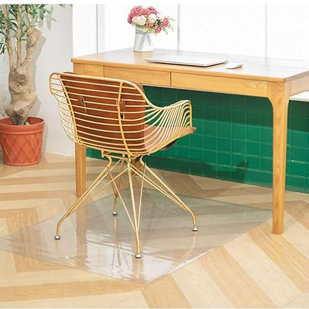 Clear PVC Desk Chair Mat Clear Vinyl Runner Rug for Hard Wood/Tile Floor, Extra Long Plastic Hallway Carpet Protector, Door Mats, Can Be Cut, Indoor Outdoo,1.5mm Thick,75/95/115/135/155cm Wide for Off