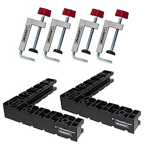 Milescraft 7350 Fence Clamp Kit 100-90° Corner Clamping Positioning/Assembly Squares and Fence Clamps. Works on Interior or Exterior Corners. Build Cabinets, Picture Frames, Shelving, and More (6pc)