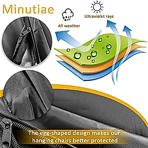 Reofrey Patio Hanging Chair Covers with Zipper Design, Egg Chair Covers for Outdoor Furniture, Durable Lightweight Waterproof and Anti-UV Swing Patio Chair Protector (Black, 75x45 in)