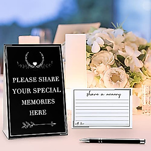 Outus 52 Pieces Share a Memory Cards Funeral Guest Book Memory Card for Celebration of Life, Birthday, Graduation, Wedding, Anniversary, Retirement, Baby Showers (Black)