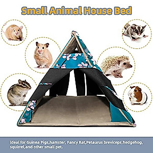 enheng Small Pet Hideout Japanese Sakura Flowers Hamster House Guinea Pig Playhouse for Dwarf Rabbits Hedgehogs Chinchillas