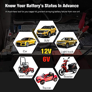 KONNWEI KW650 6V 12V Car Battery Tester, 100-2000 CCA Battery Load Tester Automotive Battery and Alternator Tester for Vehicles/Marine/Motorcycle/Lawn Mover