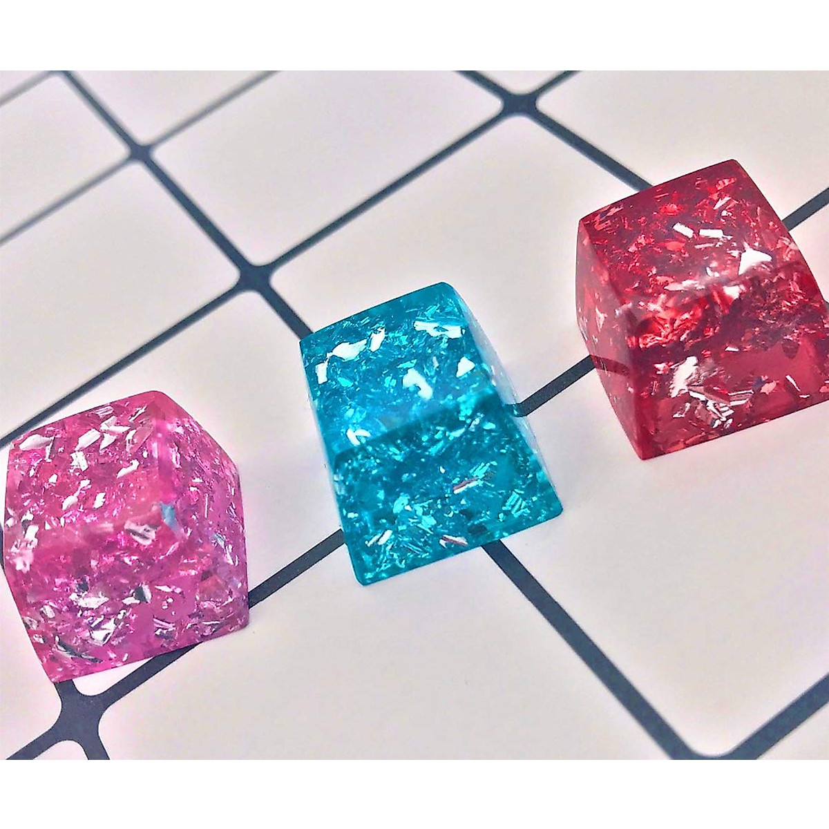 Handmade Resin & Foil Artisan Backlit Keycaps Translucent Key Caps OEM Profile for Cherry MX Gaming Mechanical Keyboard
