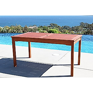 Vifah Malibu Outdoor 5-Piece Wood Patio Dining Set with Stacking Chairs