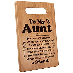 MY-ALVVAYS Aunt Gifts, Aunt Gifts from Niece, Gifts for Auntie, Best Aunt Ever Gifts, Aunt Birthday Gifts, Your Love and Kindness are Always in My Heart, Bamboo Cutting Board Gift, 7"x 11", MCB009