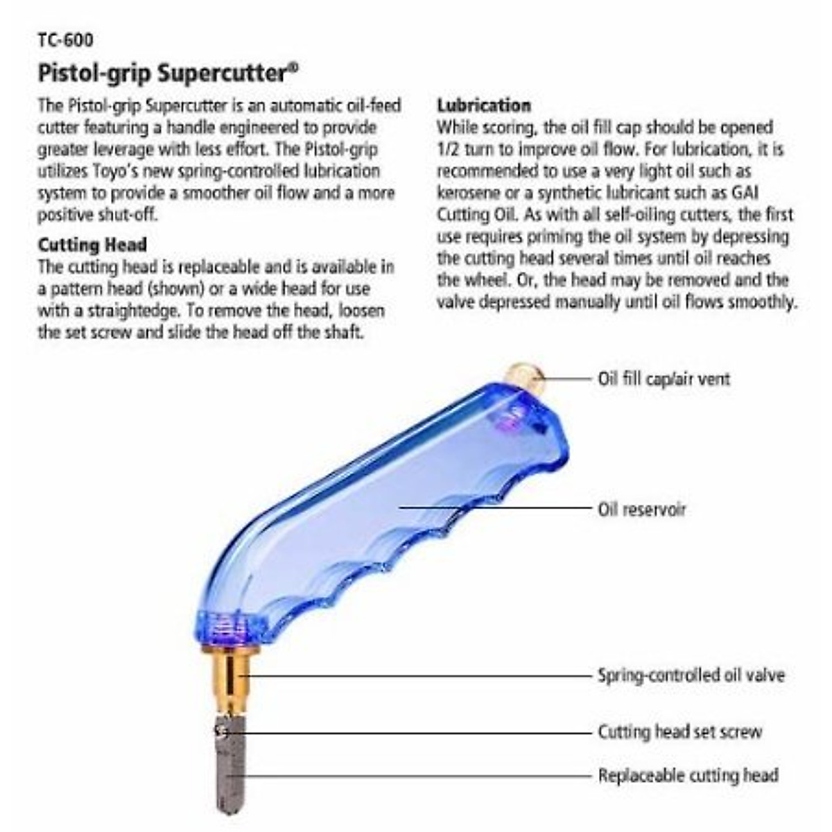 Toyo Pistol Grip Glass Cutter, Assorted Colors