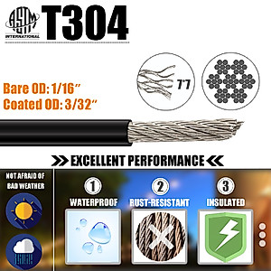 NEREUS String Light Hanging Kit with 250 Ft Nylon Coated 304 Stainless Steel Wire Rope, String Light Suspension Kit, Guide Wire with Turnbuckles and Hooks for Patio, Backyard Lighting Accessories