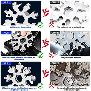 Gifts For Men Fathers , Gifts For Dad 18-in-1 Snowflake Multi Tool Snowflake Tool Stainless Steel multitool for Men Women Outdoor Travel Camping Adventure Tools(Black 2pcs)
