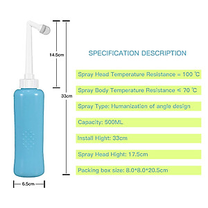 Belinlen 2 Pack 17oz Portable Bidet for Travel Bidet Handheld Personal Bidet Empty Bottle for Personal Hygiene, Outdoor,Camping,Traveling with Storage Bag