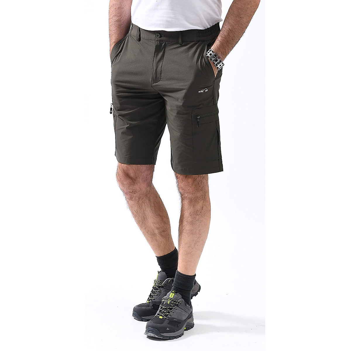 SVACUAM Men's Relaxed Fit Stretch Quick Dry Work Shorts(Army Green,38)