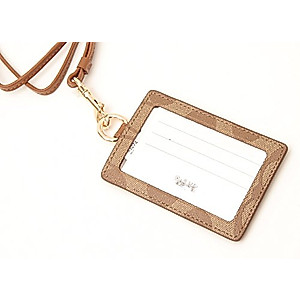 Coach Signature PVC Lanyard ID Badge Card Holder (Khaki/Saddle)