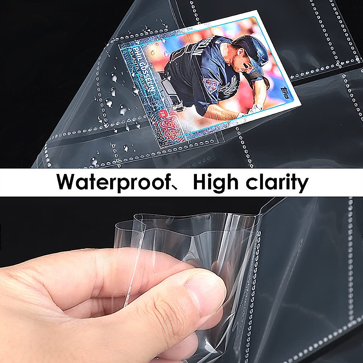 450 Pockets Trading Card Sleeve Pages, Double-Sided Baseball Card Binder Sheet Protector for 3 Ring Binder, Baseball Card Sleeves for Sports, Game, MTG YuGiOh, Standard Cards Business Cards(Clear)