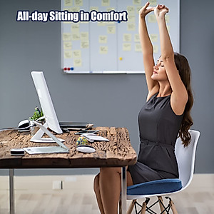 SAHEYER Seat Cushion for Tailbone Pain Relief,Office Chair Cushion for Sciatic Nerve Pain Relief,Butt Pillow for Enhanced Comfort in Long-Term Sitting,（Blue）