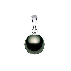 14K White Gold Black Tahitian Cultured Pearl Pendant for Women AA+ Quality (11-12mm) - PremiumPearl