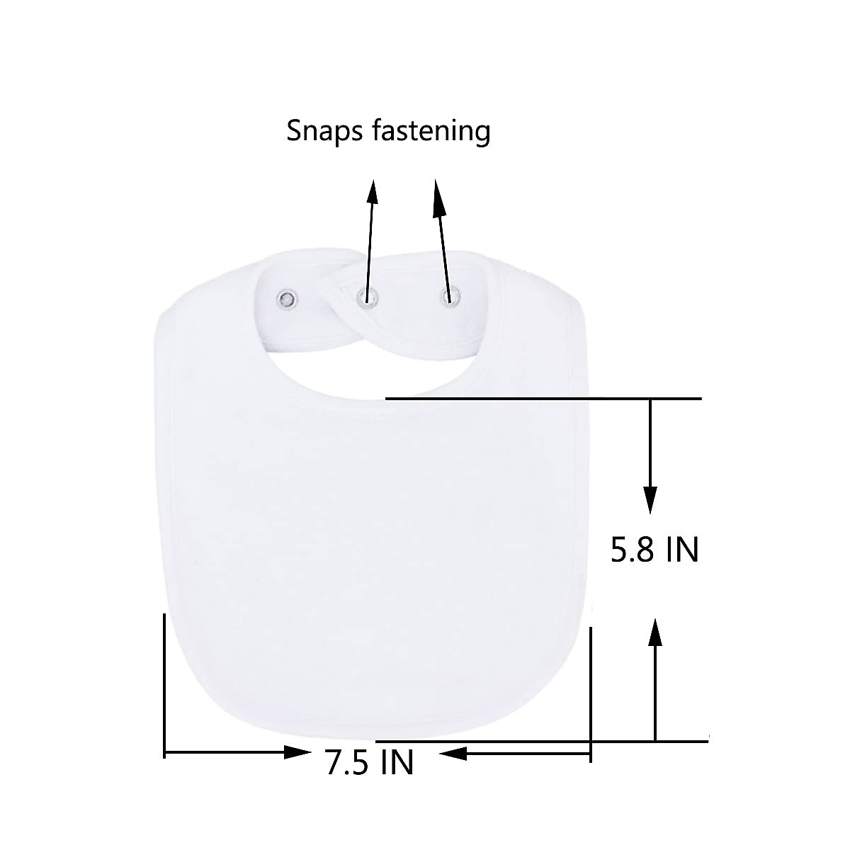 Maiwa White Terry cloth Waterproof 7 Pack baby bibs with Snaps for boy girl unisex, drool,eating and teething bibs