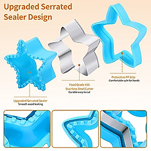 Sandwich Cutter and Sealer Set,14 Pcs Uncrustables Maker Bread Cutters DIY Cookie Cutters Fruit Vegetable Cutter Shapes for Kids Boys & Girls Bento Lunch Box with 16 pcs Animal Food Picks