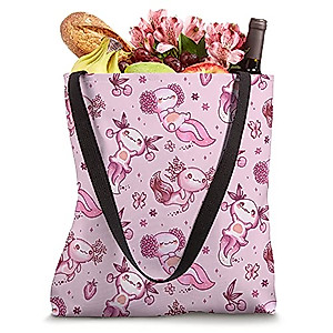 Cute Kawaii Axolotl Pattern l Axolotl Strawberries Cherries Tote Bag