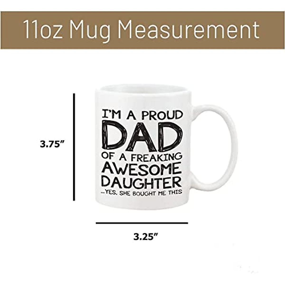 Generic Funny Coffee Mug Best and Cool Proud Dad Of A Awesome Daughter Gifts for Dad from Daughter son for Father's Day Birthday Christmas New Year Present Idea for Men, Him Funny Novelty Tea Cup