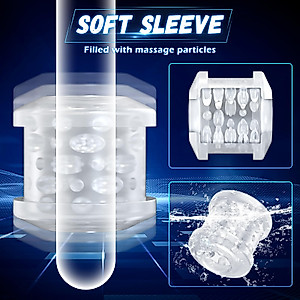 Automatic Male Masturbator, Foreglad Stroking Male Masturbators Cup with 7 Powerful Thrusting & Vibrating Modes, Blowjob Machine Pocket Pussy for Men, Dual Open-Ended Penis Massager Sex Toys for Men