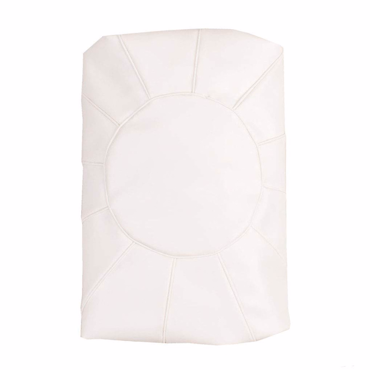 zefen Unstuffed Pouf Foot Stool Round Decorative Leather Ottoman Cushion Storage seat or for Resting Your Feet on, Floor Chair Foot Living Room Bedroom Kids Room and Wedding (White)