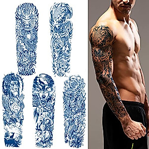 Aresvns Semi Permanent Sleeve Tattoo for Men and women, Realistic Temporary Tattoos Japanese Full Arm Waterproof & Long-Lasting 2-3 Weeks (pattern01) Christmas Gift
