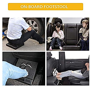 Adjustable Footrest with Removable Soft Foot Rest Pad Max-Load 120Lbs with Massaging Beads 4-Level Height Adjustment for Car,Under Desk, Home, Train(Black)