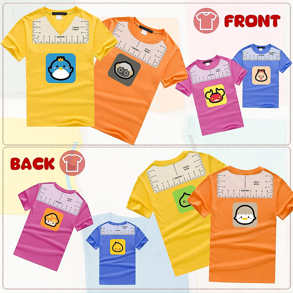 10 pcs Tshirt Ruler Guide Vinyl Alignment Tool - Sublimation Accessories, t Shirt rulers to Center Designs,for Adult Youth Toddler Infant