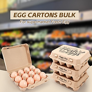 Zhanmai 25 Pcs Natural Paper Pulp Egg Cartons Blank Bulk Square Chicken Egg Cartons 12 Count Dozen Vintage Classical 3 x 4 Style Cardboard Egg Tray for Family Farm Market Storing