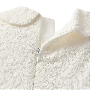 DINGDONG'S CLOSET Baby Tollder Kid Girl Short Sleeve White Flower Bowknot Lace Princess Dress (3T)