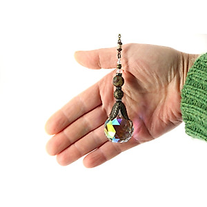 Handcrafted, Simple, Boho Sun Catcher (30mm) Crystal Hanging for Windows, Home, Garden Decor, Gift, Mom, Family, Friend, (Qty of 1, Hanging Length: 9.5 inches) | 2 Dirty Birds Boutique