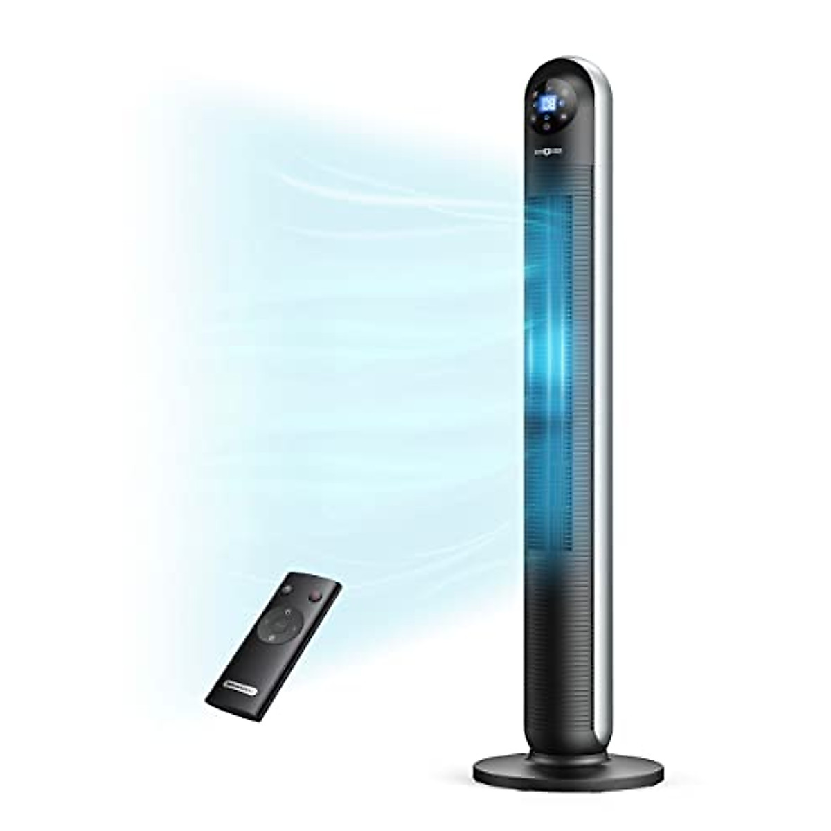 PARIS RHÔNE 44'' Tower Fan, Oscillating Cooling Fan with Remote, 12 Speeds, 24H Timer, LED Display, 24dB Quiet Bladeless Fan, Portable Floor Fan for Bedroom, Living Room, Home Office