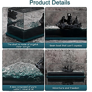 Chilifuli Cruise Ship Fluid Drift Bottle, Unsinkable Boat in a Box, Titanic Model Liquid Wave Decoration, That No Longer Sinks Toy, for Car Display Cases and Gifts-A