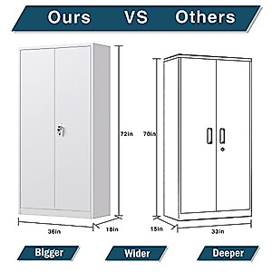 GangMei 72 Inch Tall Metal Lockable Storage Cabinet with 4 Adjustable Shelves, Garage Storage Cabinet for Warehouse, Garage, Home, Office,Kitchen, Assemble Required