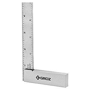 Groz 01142 4" Graduated Workshop Steel Square, 0.00019" Squareness
