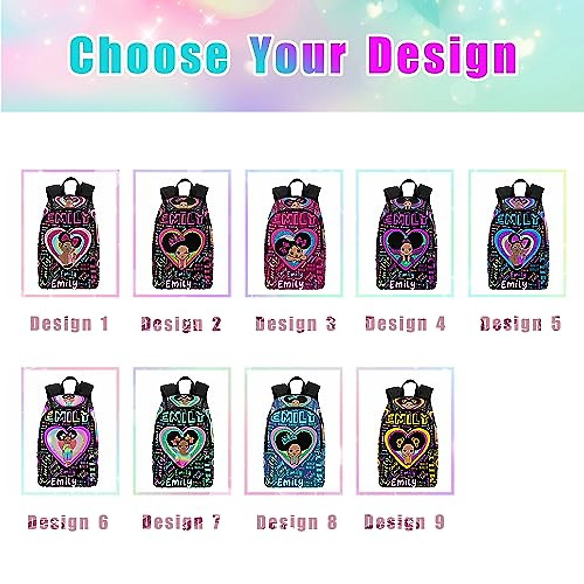 InterestPrint Custom Kids Backpack for Girls Sparkle Children Casual Daypack Backpacks with Lunch Bag Personalized with Kid's Name Preschool School Bag, Children Travel Bookbag for School Season