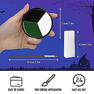 BOBISUKA White Black Green Face Paint + 3PC Sponge + Brush Body Paint Set, Colored Eye Black for Baseball Softball Sport Games, Zombie, Monster Face Painting Kit for Halloween, Cosplay, Costume, SFX Special Effect and Theme Parties