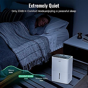 DuraComfort Dehumidifier For Home With hose,1000 Sq Ft Dehumidifiers for Bedroom Bathroom Basement Closet Kitchen RV Humidity Removal Air Dehumidifier,white