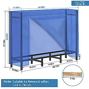 Firewood Rack Outdoor with Cover Waterproof 4ft Outdoor Indoor Fire Wood Storage Holder Metal Log Stacker Rack for Fireplace Heavy Duty Adjustable Wood Pile Lumber Storage Carrier Organizer Black