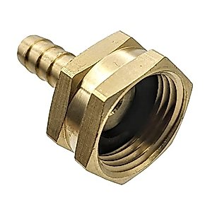 GRIDTECH Brass Garden Hose Adapter Swivel Fitting, 3/8” Barb and 3/4” GHT Female Connector, Heavy-Duty High-Pressure Support, Rust and Corrosion Resistant