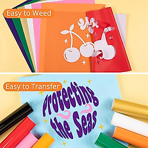 HTVRONT HTV Heat Transfer Vinyl Bundle - 20 Pack 12'' x 3FT Heat Transfer Vinyl Rolls, Easy Cutting Iron on Vinyl for Cricut, HTV Vinyl Bundle with 20 Assorted Colors