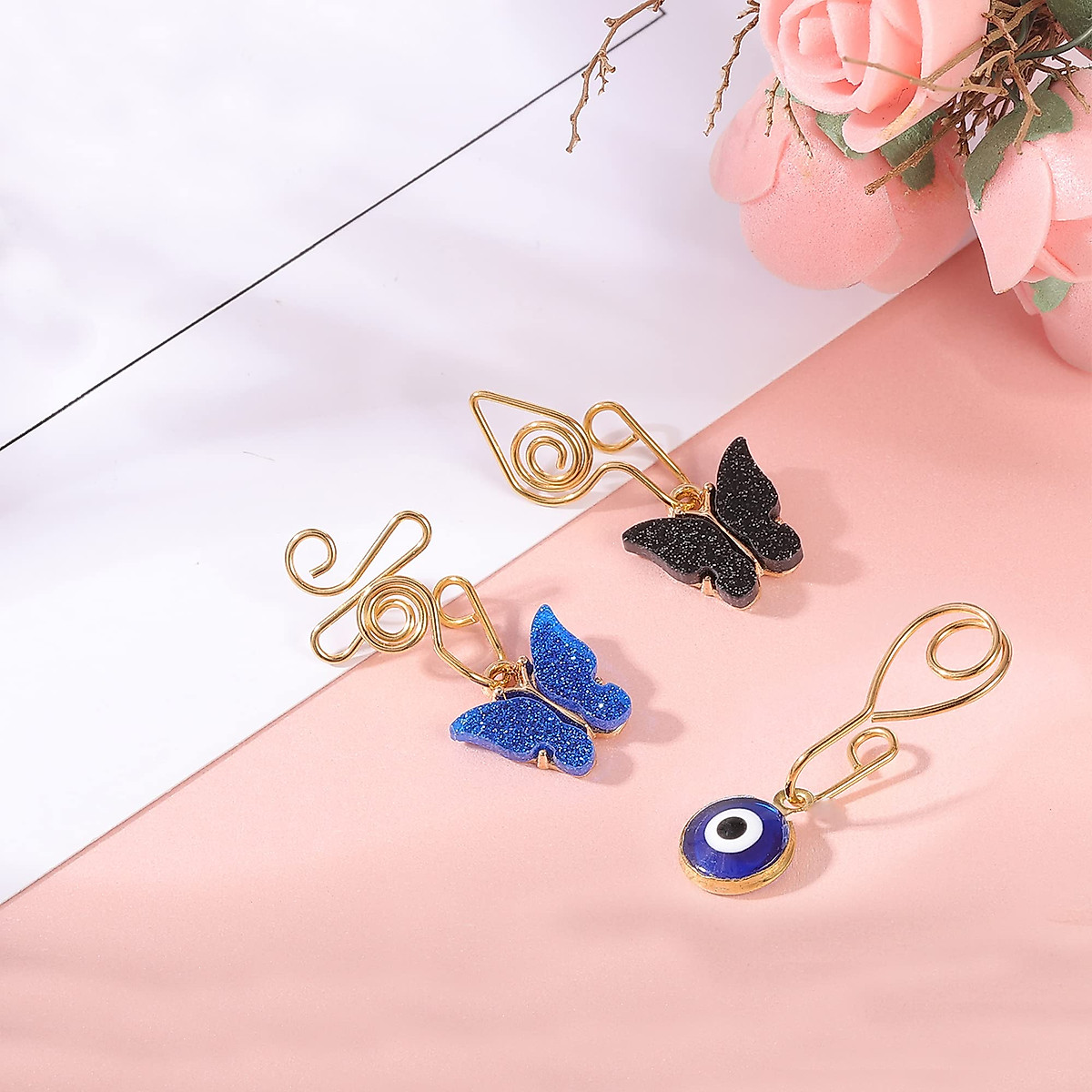 BodyAce 12pcs Fake Nose Cuff Non Piercing, Indian African Fake Nose Rings for Women Men, Stainless Steel Faux Nose Piercing Jewelry Clip On Nose, Fake Septum Nose Ring Cuff (F:9pcs Dangle Nose Cuff)